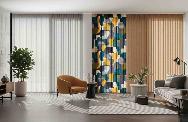 Living Room Vertical Blinds untuk Nuansa Elegan