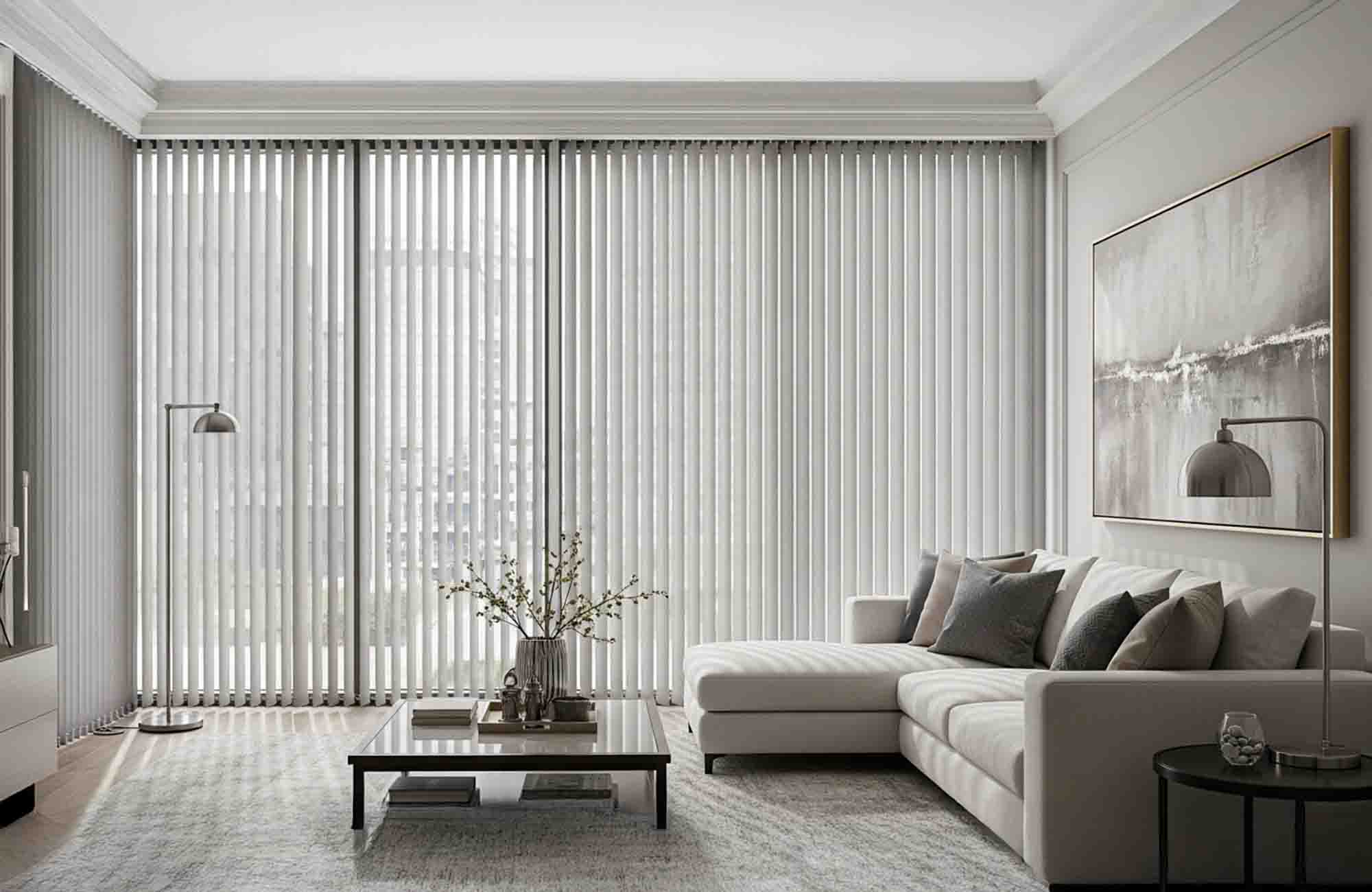 Living Room Vertical Blinds untuk Nuansa Elegan